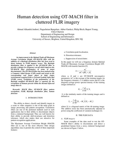Pdf Human Detection Using Ot Mach Filter In Cluttered Flir Imagery