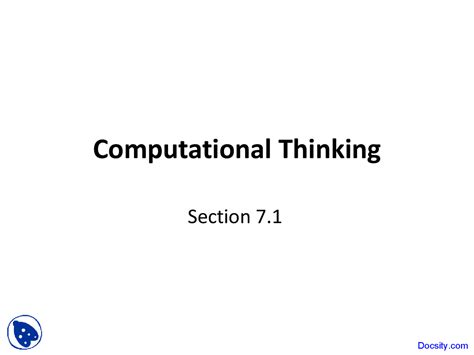 Computational Thinking Computer Literacy Lecture Slides Docsity