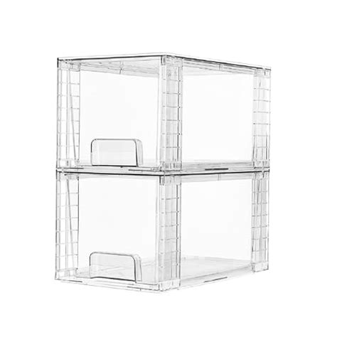 2 Pack Stackable Makeup Organizer Storage Drawers Acrylic Bathroom