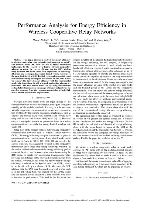 Pdf Performance Analysis For Energy Efficiency In Wireless Cooperative Relay Networks