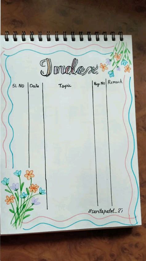 Index Page Design For School Project Assignment And Journals In 2025 Bond Paper Design Index