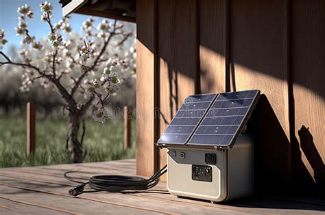 Solar Panels Powering Wooden House Or Private Cabin AI Generative Illustration Generated By AI