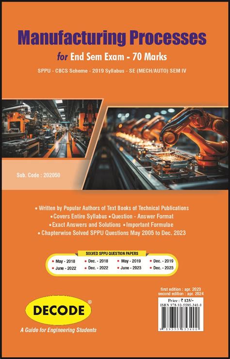 Manufacturing Processes For Sppu 19 Course Se Iv Mech 202050