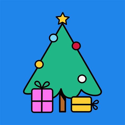 Christmas Tree Line Art Illustration Free Vector Illustration Rawpixel