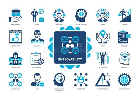 Employability Solid Icon Set Stock Vector Illustration Of Signs Person 347735580