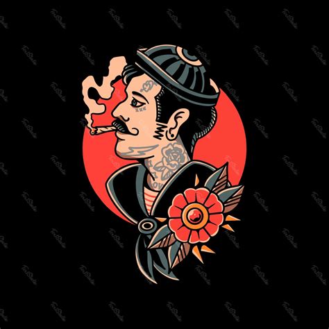 Young Sailor Tattoo Art Free Illustrator Vector File