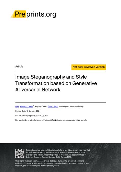 Pdf Image Steganography And Style Transformation Based On Generative Adversarial Network