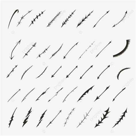 Thin Curve Sketch Arrows Collection Hand Drawn Vector Arrows Pointing In Different Directions