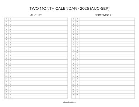 2026 Two Month Calendars Free Pdf Printables