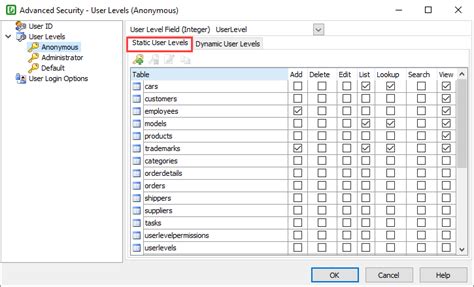 Tutorial Advanced Security Static User Level Security
