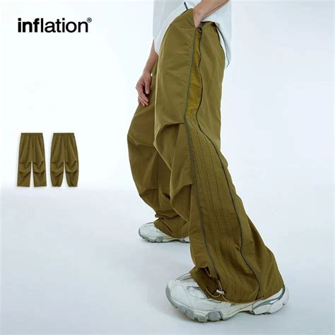 Inflation Retro Side Zipper Parachute Pants Xl Fog Pink Spring