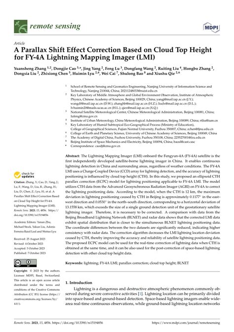 Pdf A Parallax Shift Effect Correction Based On Cloud Top Height For
