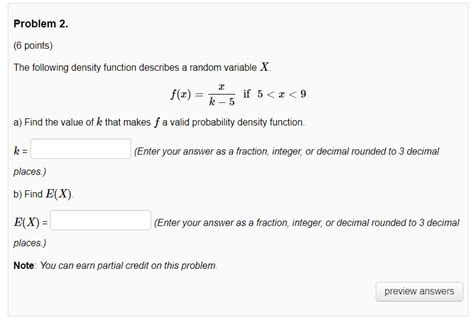 solved problem 2 6 points the following density function