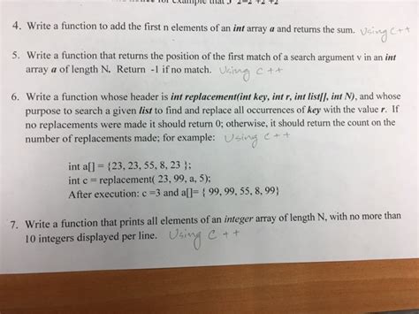 Solved 4 Write A Function To Add The First N Elements Of An
