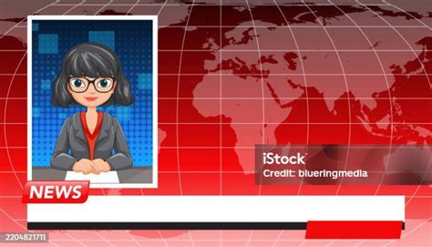 세계 지도 배경을 가진 뉴스 앵커의 벡터 일러스트레이션으로 생생한 색상과 현대적인 디자인 요소를 갖추고 있습니다 고객 참여에 대한 스톡 벡터 아트 및 기타 이미지 Istock
