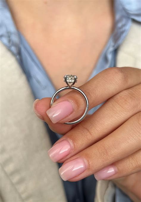 310 Carat Oval Diamond Hidden Halo Engagement Ring In 14k White Gold