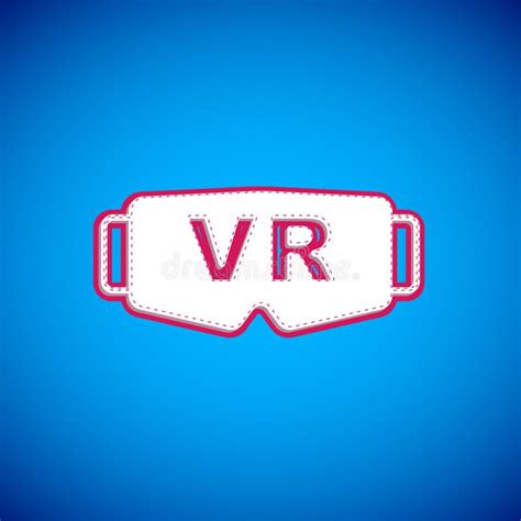 White Virtual Reality Glasses Icon Isolated On Blue Background