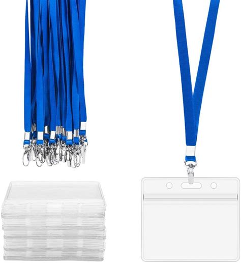 Segarty Lanyard With Id Holder 50 Pack Vertical Badge Clear Plastic