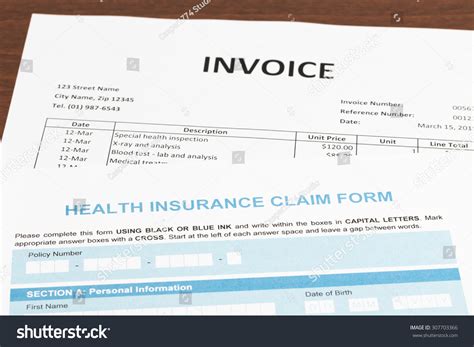 Photo De Stock Health Insurance Claim Form Invoice Invoice 307703366
