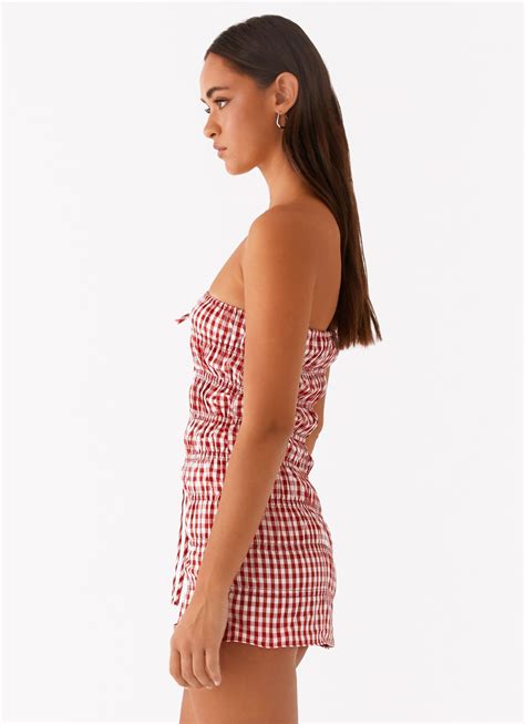 Adele Mini Dress Red Gingham Peppermayo