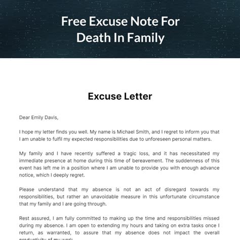 Therapist Excuse Note Template
