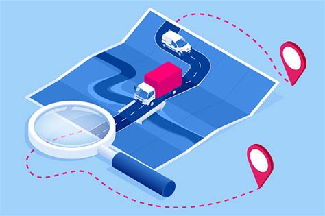 아이소메트릭 온라인 익스프레스 무료 빠른 배송 배송 개념 휴대 전화에서 배달 서비스 응용 프로그램을 확인합니다 골판지 상자 휴대 전화 배경 배달 트럭 도로에 대한 스톡 벡터