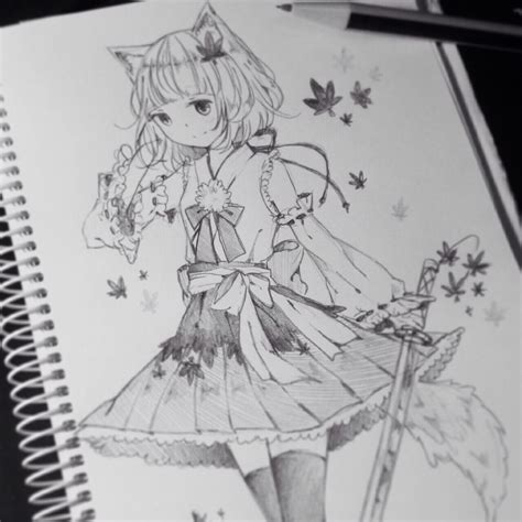 Anime Girl Sword Drawing