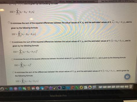 Solved The Method Of Ordinary Least Squares Also Known As Chegg