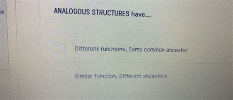 Solved K Analogous Structures Have Different Functions Same Common