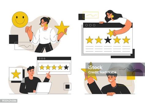 Satisfaction Illustrations Concept Trendy Vector Style Feedback Rating Review Customer Voting