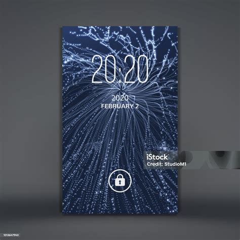 모바일 애플 리 케이 션에 대 한 현대 자물쇠 스크린입니다 스마트폰입니다 3d 그리드 배경입니다 추상적인 벡터 일러스트입니다 3차원 형태에 대한 스톡 벡터 아트 및 기타