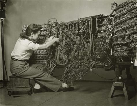 An Engineer Wiring An Early IBM Computer Photo Berenice Abbott X R