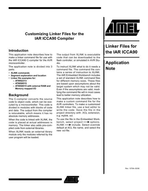 Linker Files For The Iar Icca90 Application Note Iar Systems