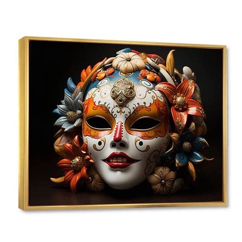 Designart Japon Art Kabuki Mask Japanese Framed Wall Art Prints Bed