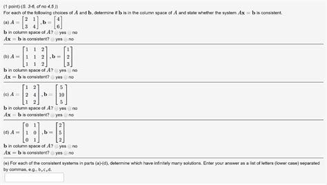 Solved 1 Point S 3 6 Cf No 4 5 For Each Of The
