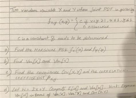 Solved Two Random Variable X And Y Whose Joint Pdf Is