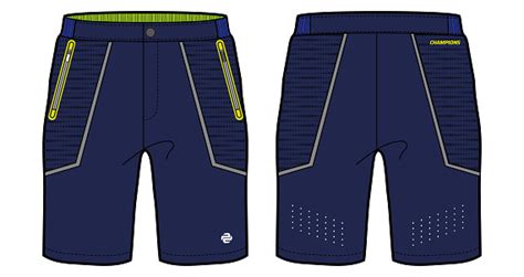 스포츠 반바지 디자인 컨셉 벡터 템플릿 축구 농구 배구 럭비 테니스 배드민턴 및 러닝 액티브 웨어 쇼츠 디자인의 전면 및 후면