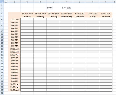 Format Schedule Excel Beinyu