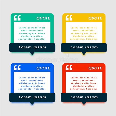 Set Of Four Quotation Mark Sign Template For Web Talk Or Dialog Stock