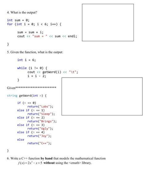 solved 4 what is the output int sum 0 for int i sum