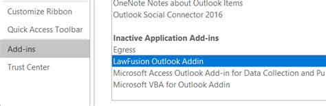 Outlook Add Ins Not In Disabled Section It Support