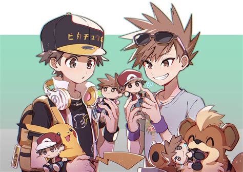 Pikachu Red Blue Oak And Growlithe Pokemon And More Drawn By Huan Li Danbooru