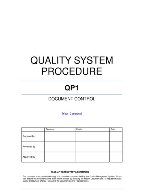 Document Control Procedure Example Document Specification Technical Standard