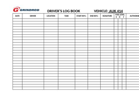 Drivers Log Book Template Pdf