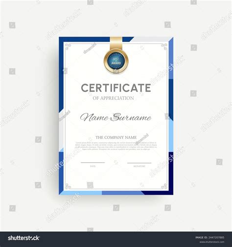 Certificate Completion Design Certificate Achievement Education Stock Vector Royalty Free