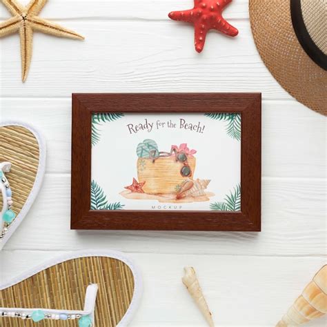 흰색 배경에 나무 프레임 프리미엄 Psd 파일