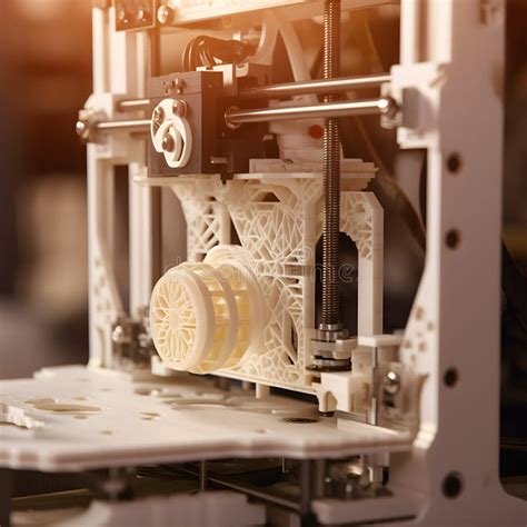 Close Up Of A 3d Printer Creating A Small Intricate Model Generative Ai