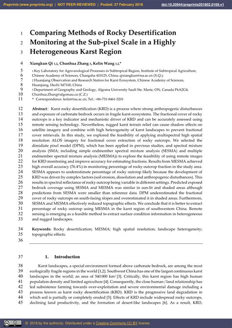 Pdf Comparing Methods Of Rocky Desertification Monitoring At The Sub