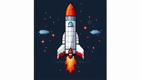 Premium Photo Pixel Style Rocket