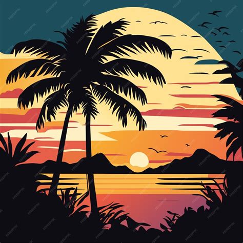 Premium Vector Cute Sunset Background